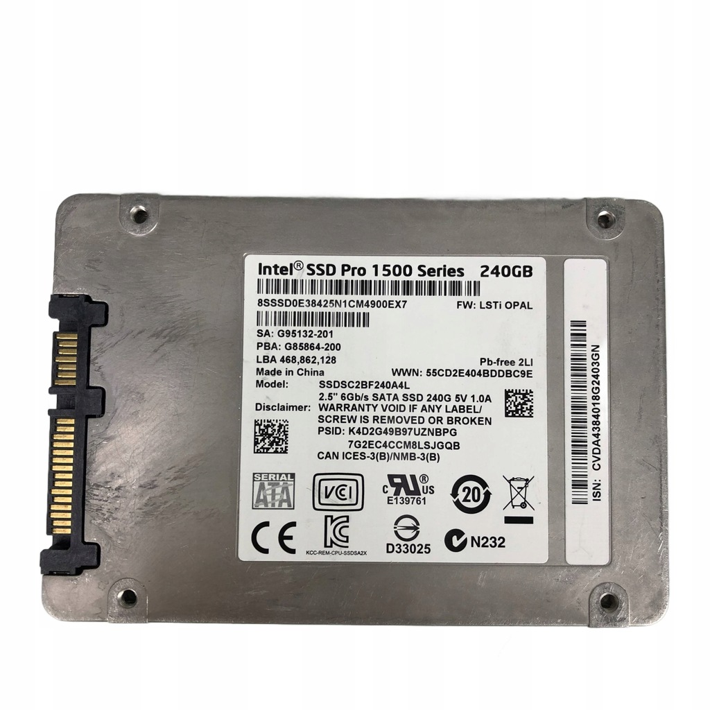 Dysk SSD 240GB Intel Pro 1500 Series SSDSC2BF240A4L 2,5" SATA III - 15782225301 - oficjalne ...