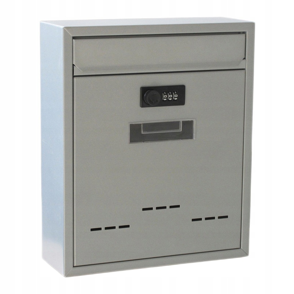 Metal Wall Mount Mailbox W/Code Lock Letterbox Rainproof Drop Grey ...