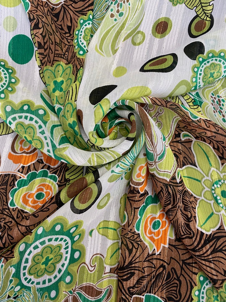 TKANINA SZYFON DRUKOWANY kwiaty ze srebrną nitką - 10895484836 - oficjalne archiwum Allegro