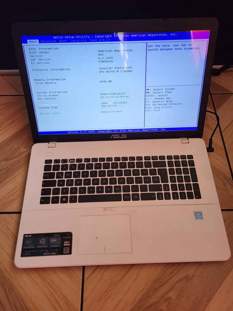 Asus F751S 17,3 " Intel pentium 4 GB działa - 12721761213 - oficjalne ...