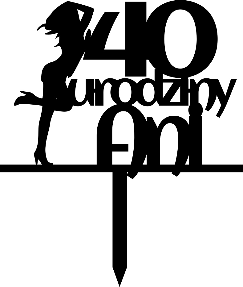 Topper na 40 urodziny na tort dekoracja kolor - 12391759568 - oficjalne ...