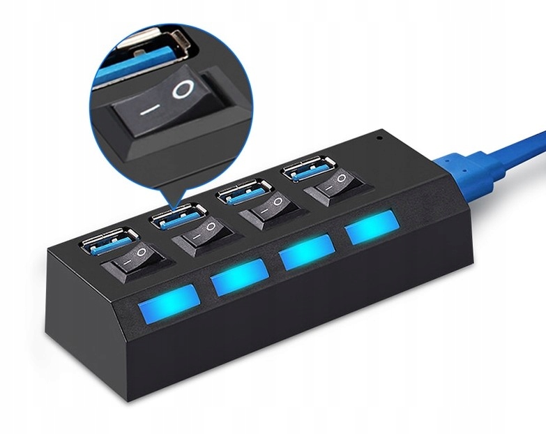 HUB AKTYWNY USB 4 PORTY z wyłącznikiem złodziejka - 11105821194 ...