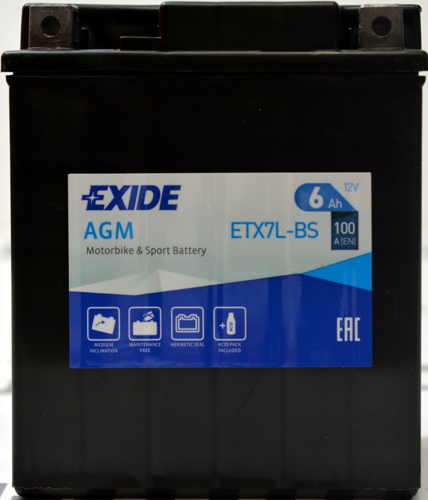 EXIDE BIKE ETX7L-BS 12V 6AH 100A uruchomiony !!! - 10585853331 - oficjalne archiwum Allegro