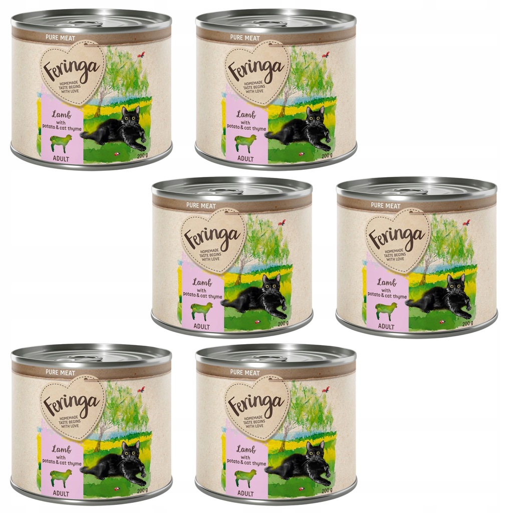Feringa PURE jagnięcina 6x 200g monoproteinowa kot - 13478188856 ...
