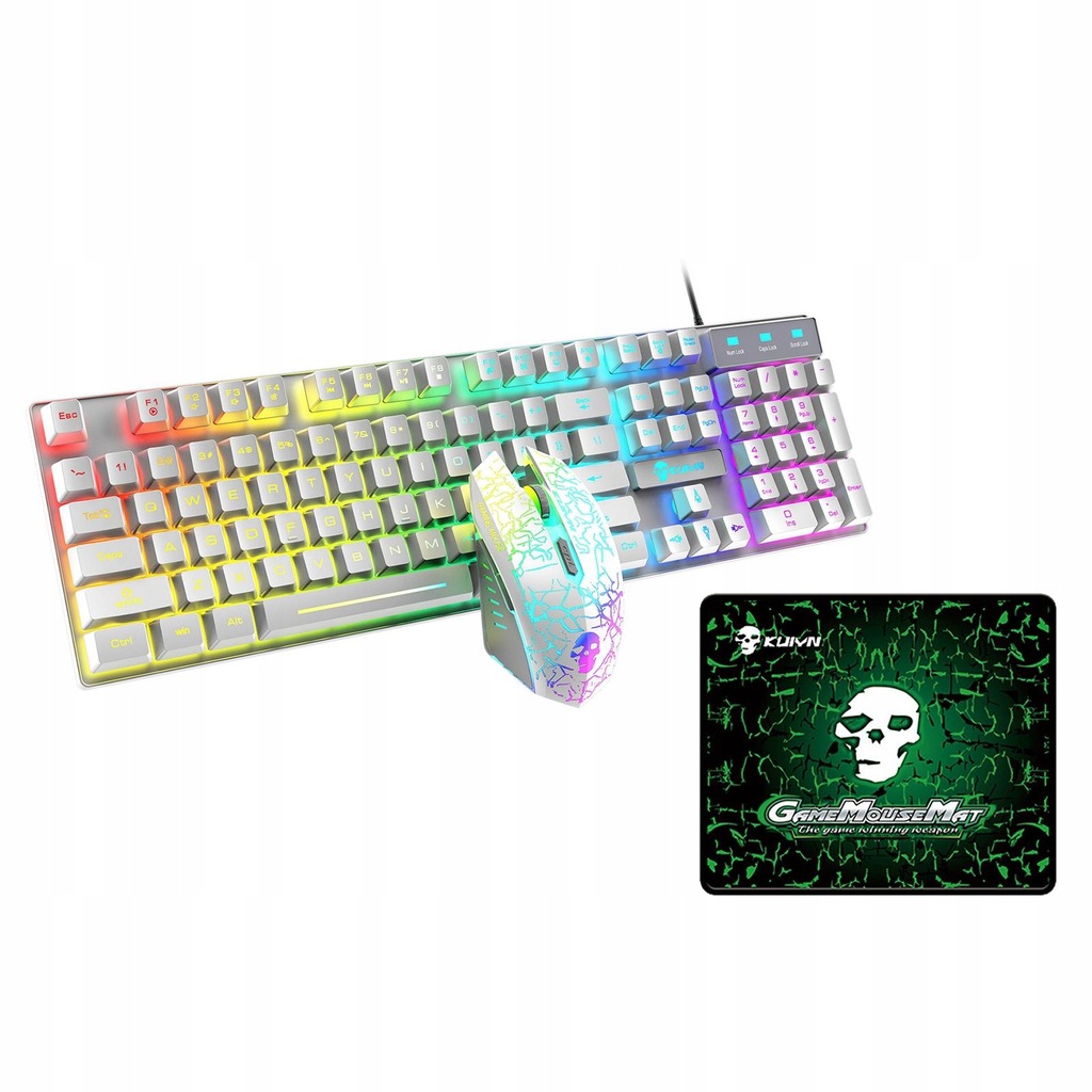 USB Wired RGB Backlit Keyboard Mouse Set White RGB - 13421420582 ...