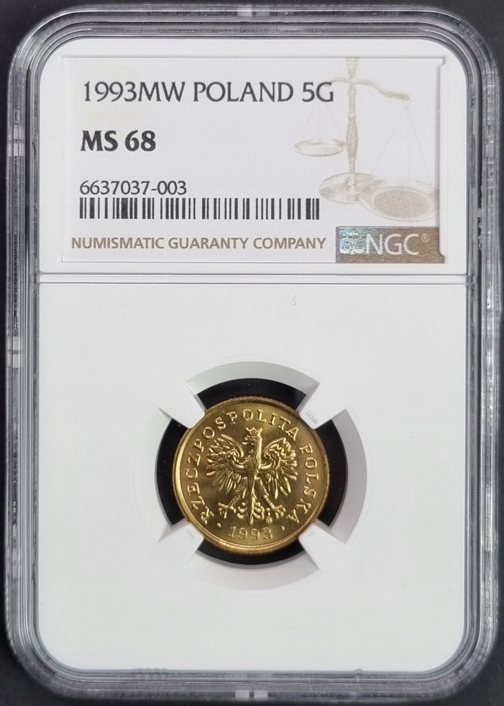5 Groszy 1993 NGC MS68 Max nota TOP POP, rzadkość ! - 15139638449 - oficjalne archiwum Allegro
