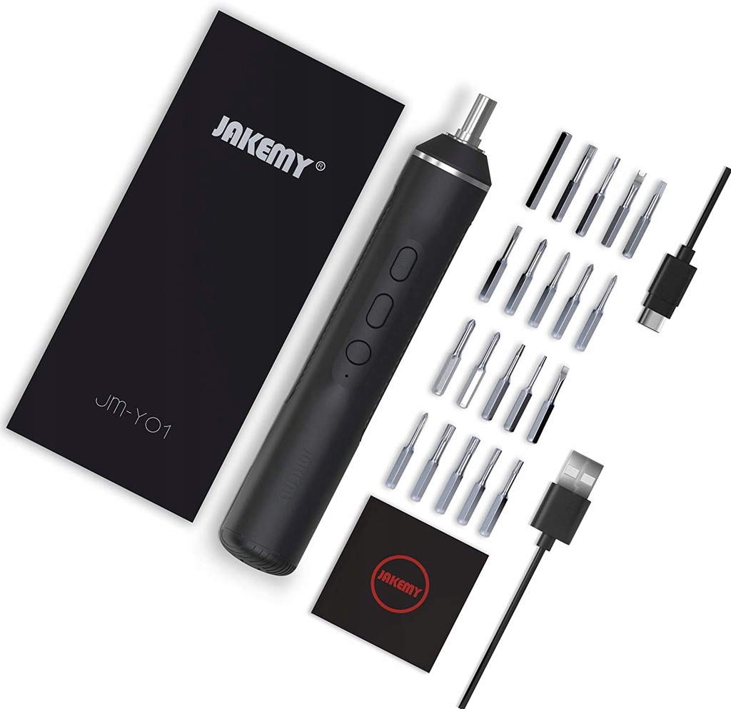 Wkrętak akumulatorowy Wkrętarka USB Bity JAKEMY - 10632325128 ...
