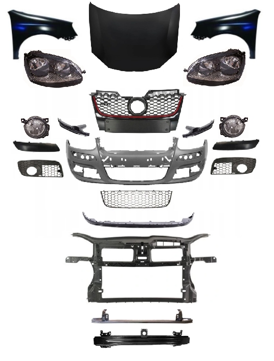 VW GOLF 5 V GTI KOMPLETNY PRZÓD MASKA PAS ZDERZAK - 13058085115 ...