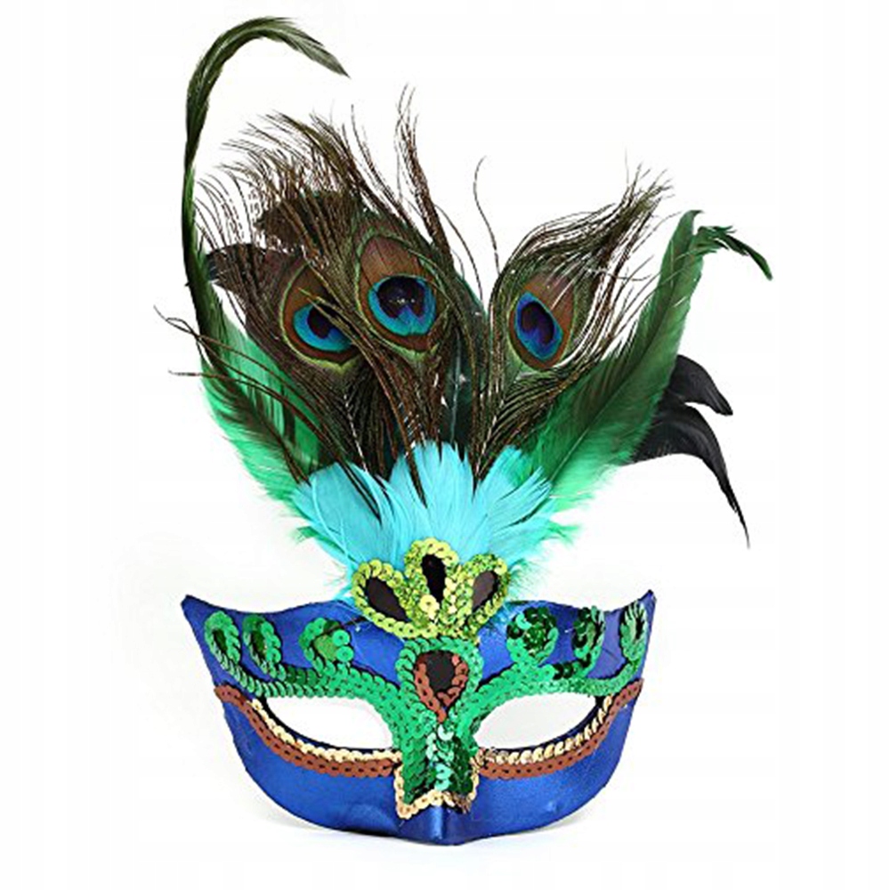 MASKA PRZEBRANIE NA BAL KOSTIUMOWY PAWIE OKO PIÓRO - 7682614317 ...
