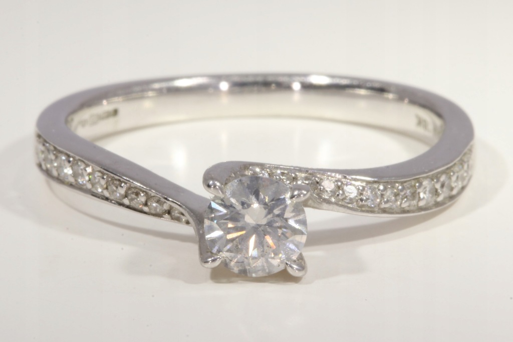 ZŁOTY PIERŚCIONEK RETRO VINTAGE DIAMENT 0,49 ct. - 12594141171 - oficjalne archiwum Allegro