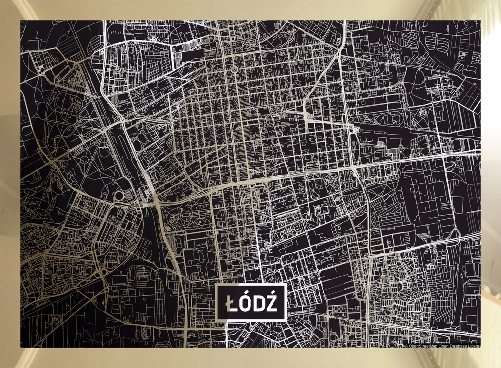 Plan ŁODZI Błyszcząca Mapa Miasta Grawerowana GOLD - 11058395107 ...