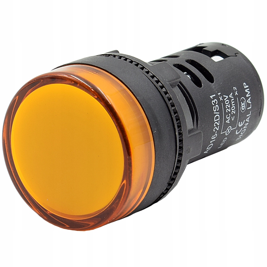 LAMPKA SYGNALIZACYJNA KONTROLKA STEROWNICZA TABLICOWA LED ŻÓŁTA 230V 22mm - 8928170548 ...