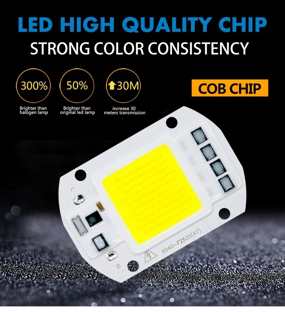 LED COB 220-230V, 50W biała chłodna/zimna +GRATISY - 13493116792 - oficjalne archiwum Allegro