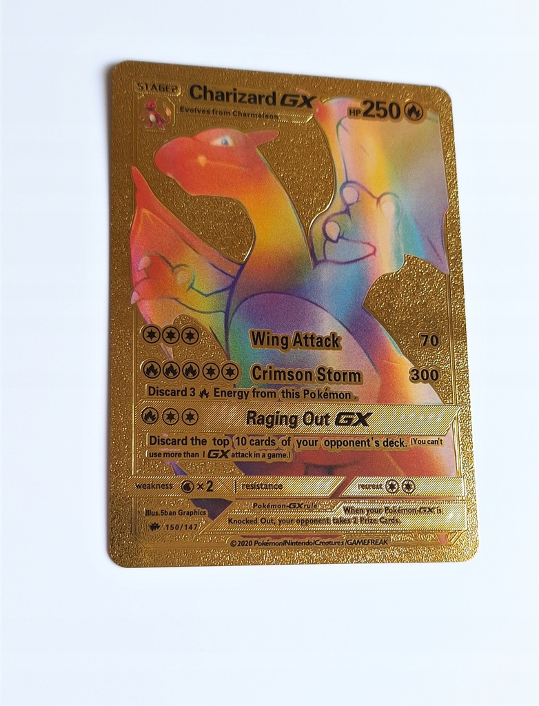 Karta Pokemon Charizard GX Złota Karta Gold - 12805011799 - oficjalne archiwum Allegro