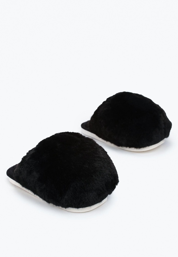 Renee Czarne Kapcie damskie 38-39 Sztuczne futro - 12941717331 - oficjalne archiwum Allegro