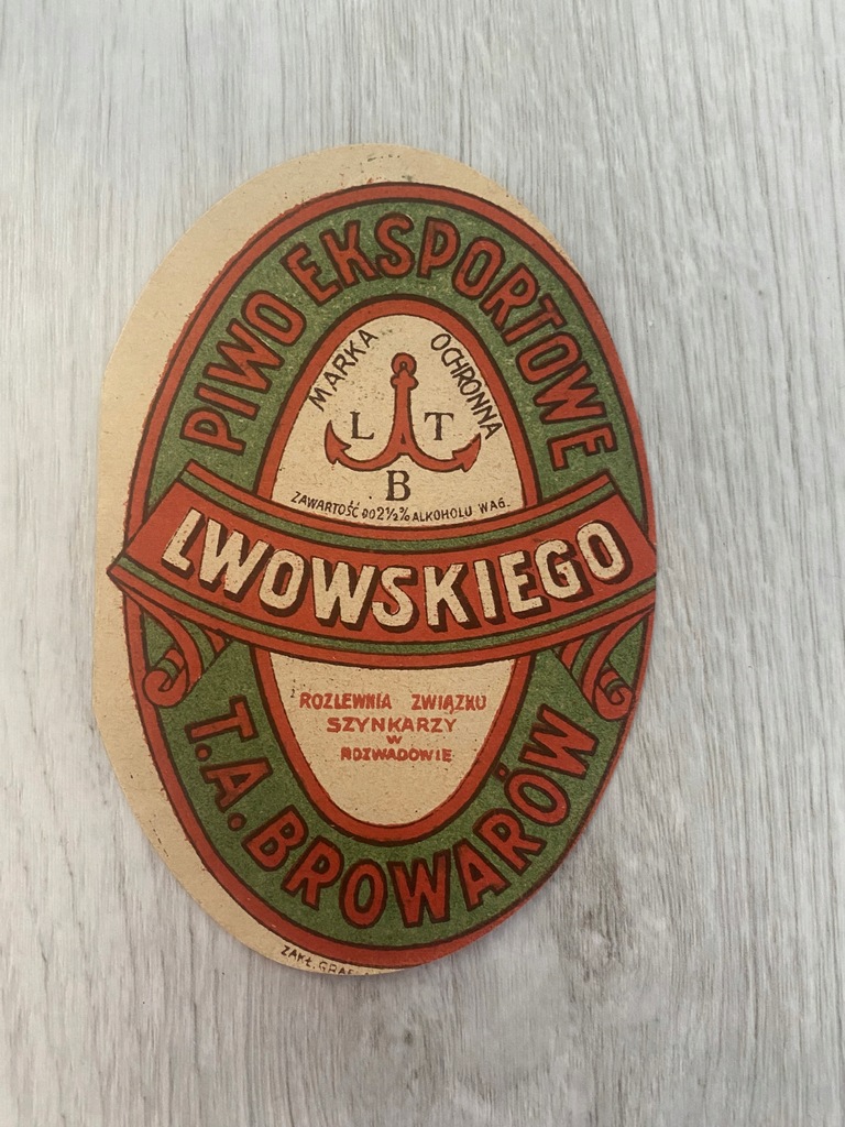 ETYKIETA PIWO EKSPORTOWE BROWAR LWÓW LTAB ZWIĄZEK - 12382661092 - oficjalne archiwum Allegro