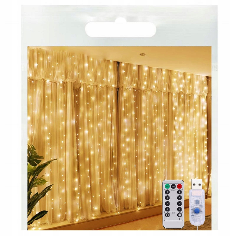 KURTYNA LED LAMPKI CHOINKOWE SOPLE MIKRO PILOT - 12662845355 ...