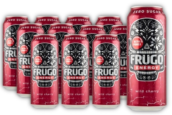 12 x 500ml FRUGO Energy Wild CHERRY Zero Sugar Added Napój Gazowany ...