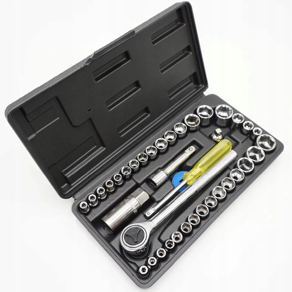 ZESTAW KLUCZY NASADOWYCH KLUCZE NASADOWE 40EL STAL ETUI GRZECHOTKA ADAPTERY - 14501190382 ...