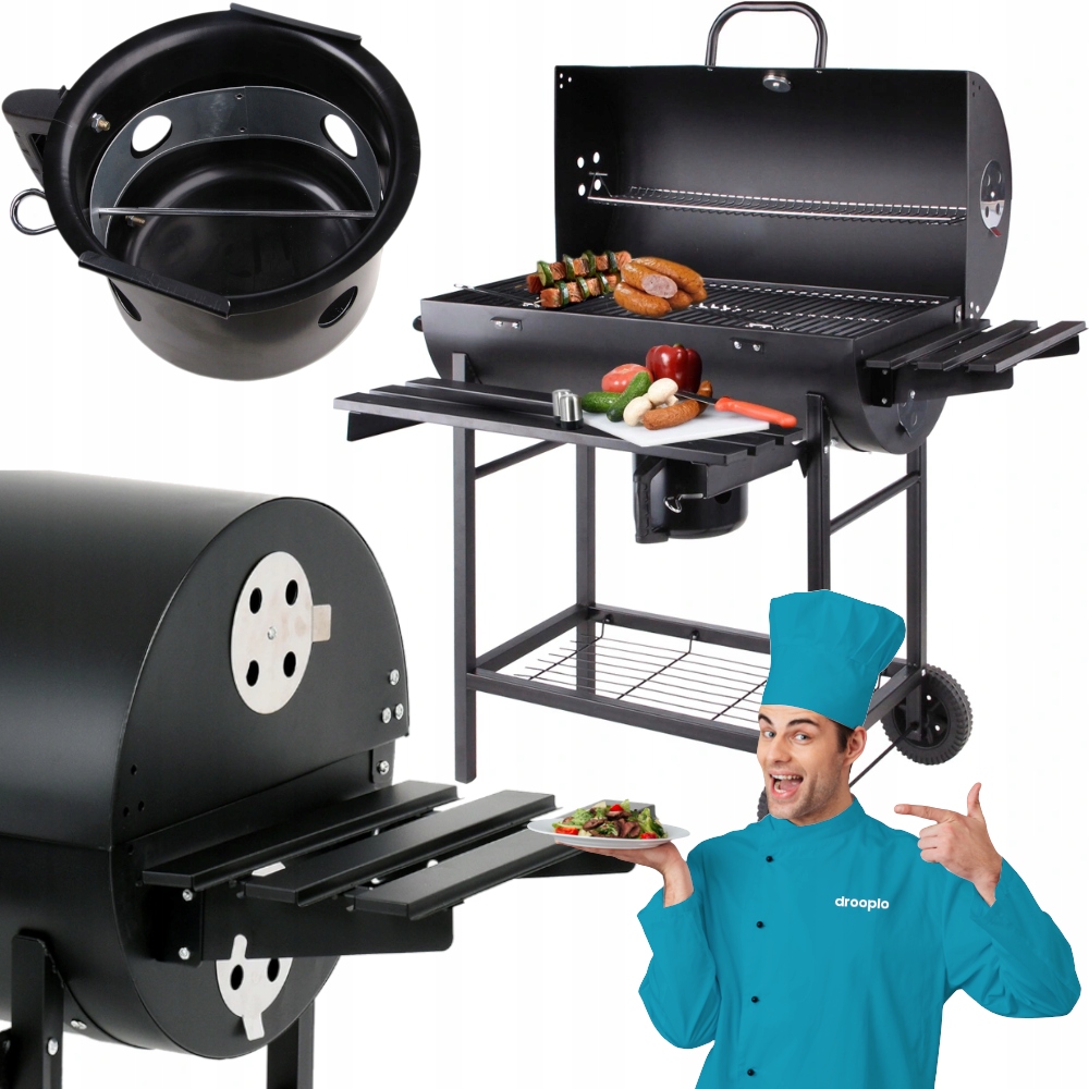 GRILL GRIL WĘGLOWY POKRYWA POPIELNIK OGRODOWY DUŻY - 12114440891 ...