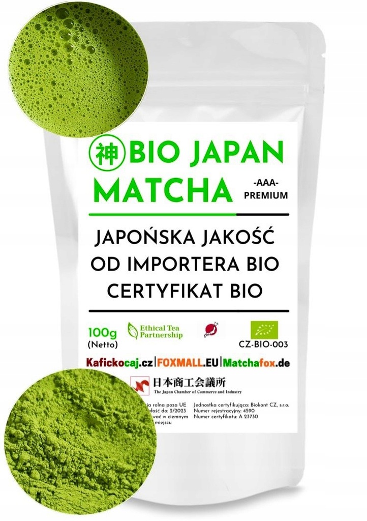 MATCHA PREMIUM AAA - JAPOŃSKA - SHIZUOKA BIO 100g - 9951950264 - oficjalne archiwum Allegro