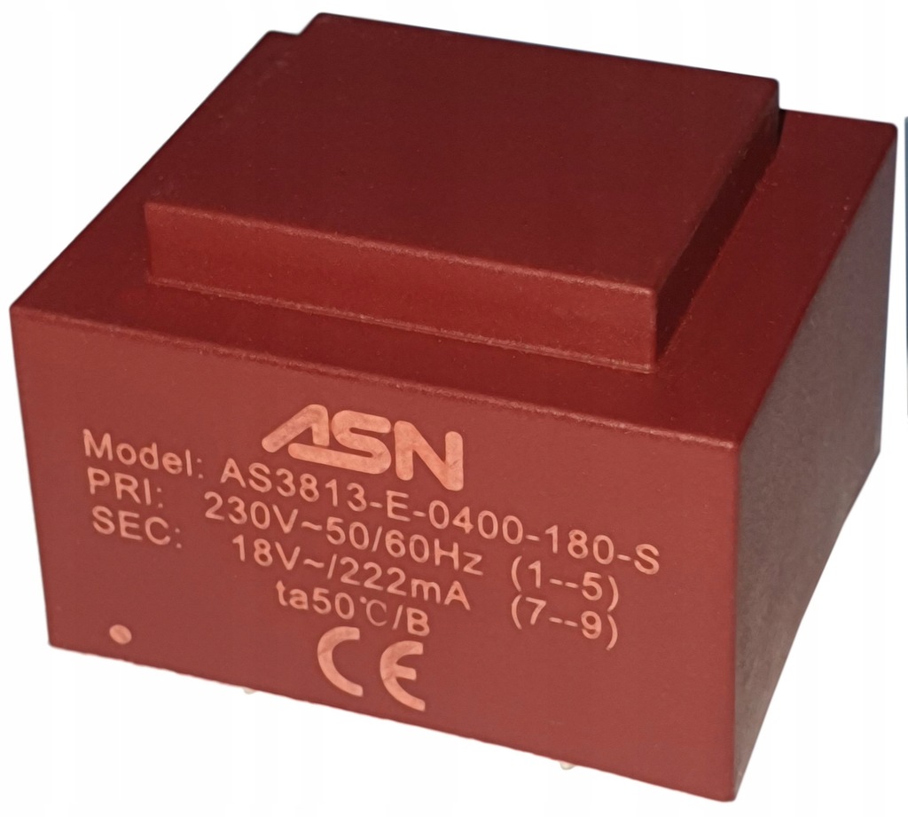 Transformator 18V 4W EI38 do druku zalewany ASN - 9774946601 - oficjalne archiwum Allegro