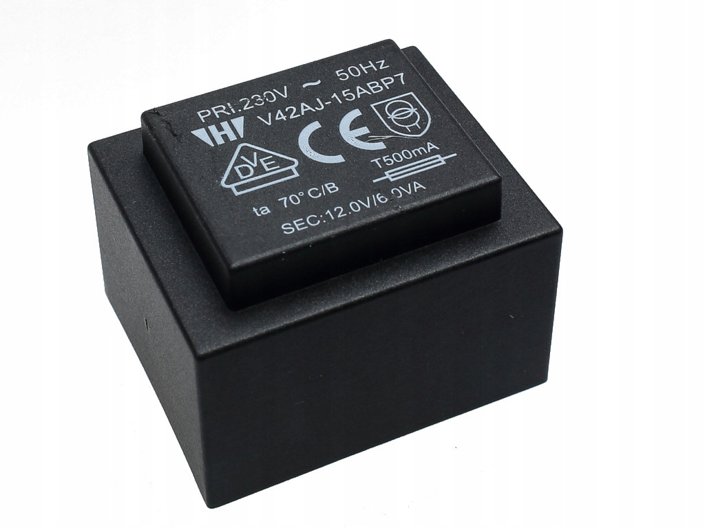 Transformator zalewany 6VA 230V / 12V 500mA - 11159191958 - oficjalne archiwum Allegro