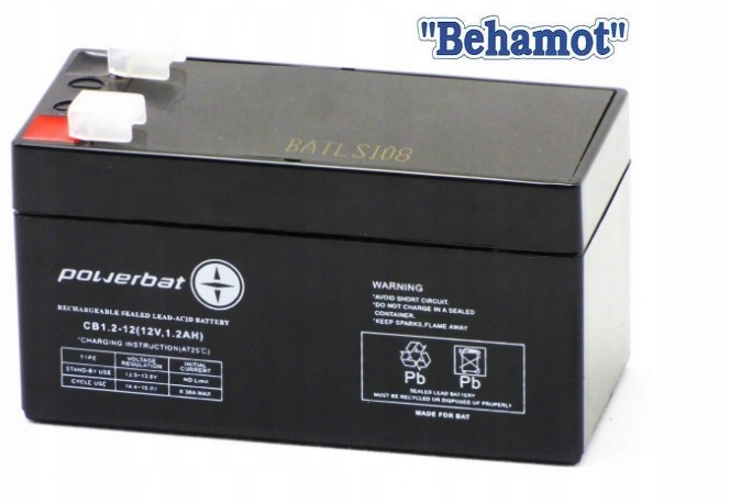 Akumulator Powerbat AGM 12V 1.2Ah CB1,2-12 1.2-12 - 12055406475 - oficjalne archiwum Allegro