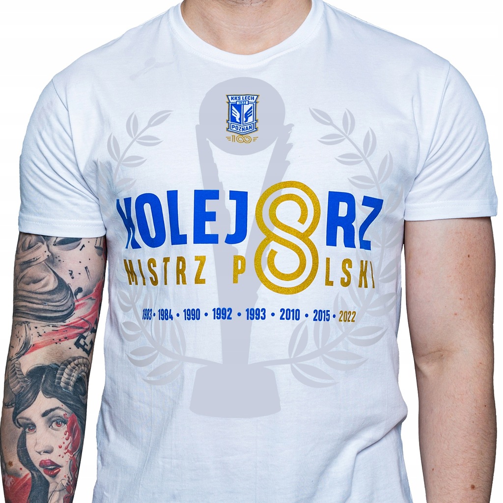 KOSZULKA LECH POZNAŃ MISTRZ POLSKI 2022 BIAŁA XXL - 12259185408 ...