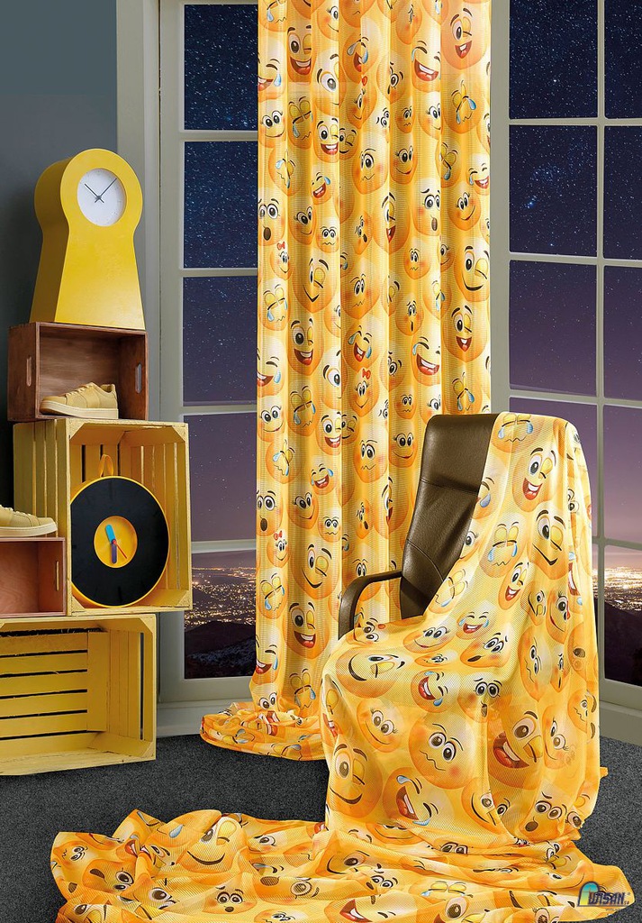 Zasłona MINKI, EMOTKI szer. 150 cm (na metry) - 7398047363 - oficjalne ...