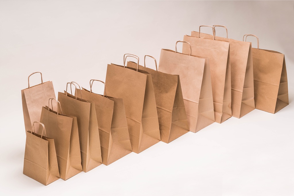 Torby papierowe 24x10x32 szare 10szt. 240x100x320 - 7272183601 ...