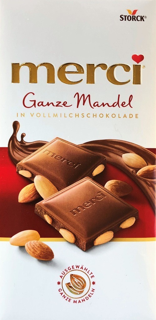 Czekolada mleczna Merci Storck 100 g z migdałami - 12024694530 ...