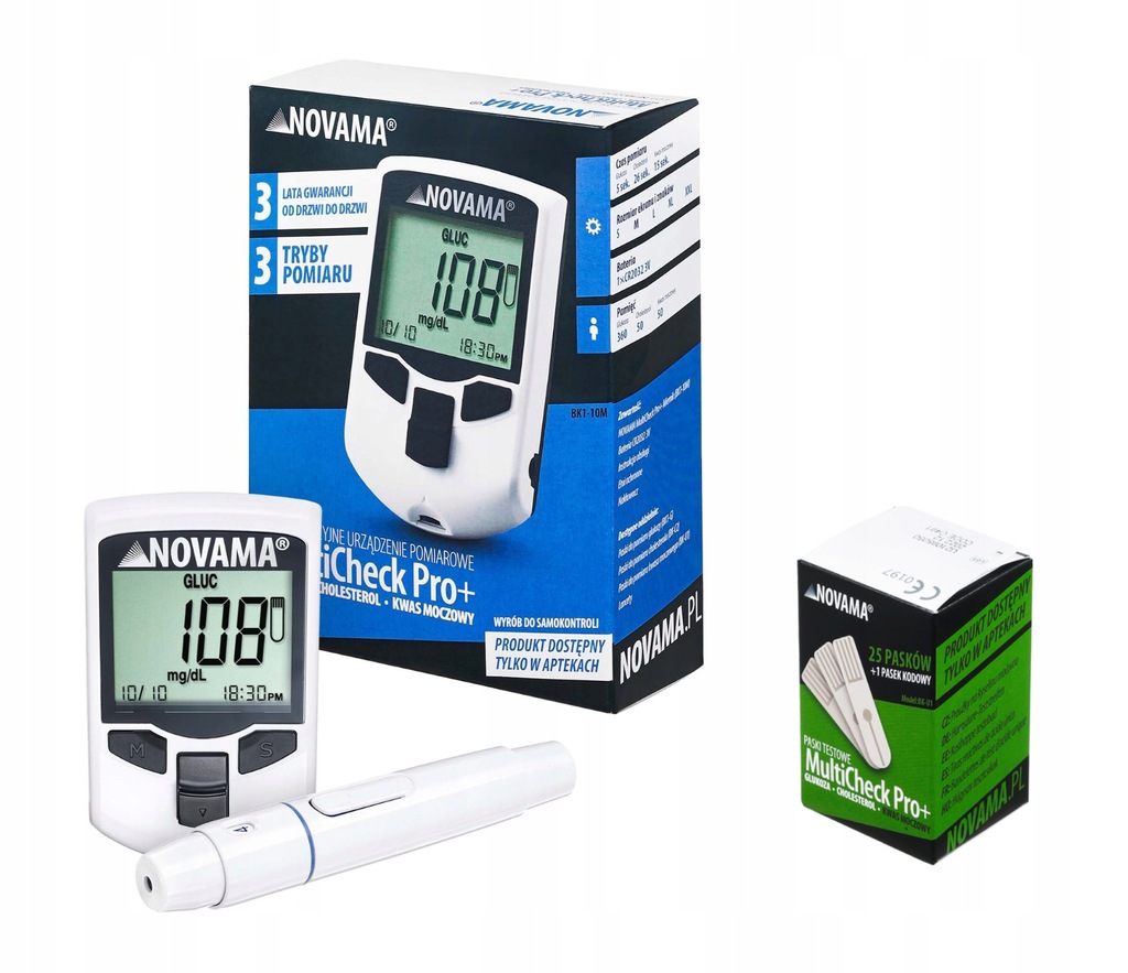 Zestaw diagnostyczny NOVAMA Multicheck + paski kwas moczowy ...