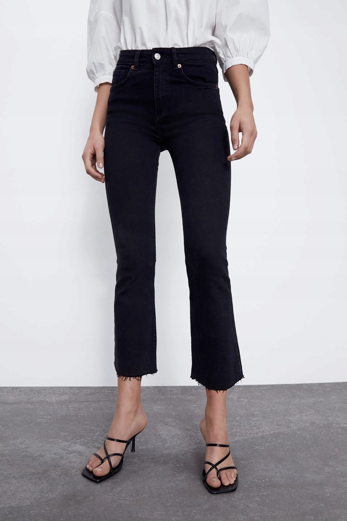 ZARA SPODNIE DAMSKIE JEANSOWE CZARNE BASIC 366 HAH - 12654181412 ...