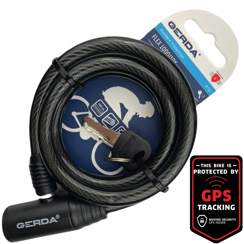 ZAPIĘCIE DO ROWERU GERDA FLEX 100cm linka na klucz - 13142621267 - oficjalne archiwum Allegro