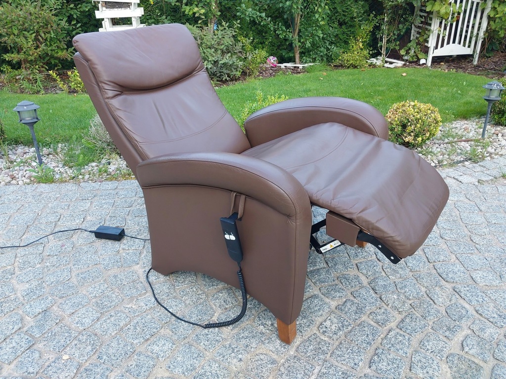 fotel rozkładany z funkcją relax skóra pilot TV - 14251007276 ...