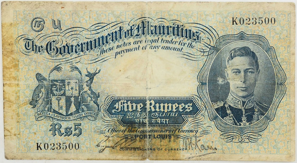 15.fu! Mauritius, 5 Rupii 1937 rzadki, St.3, ale.. - 13469290498 ...