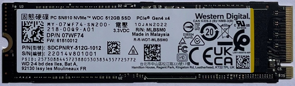 10 x WD SN810 512GB M.2 PCIe - SDCPNRY-512G-1012 - 12681772451 ...