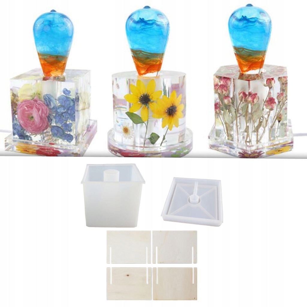 Light Resin Mold Set Base Cover Night Lamp Mould Candle Molds Crafts ...