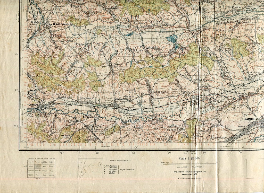 SAMBOR / CHYRÓW :: mapa wojskowa WIG 1937 - 11551718360 - oficjalne ...
