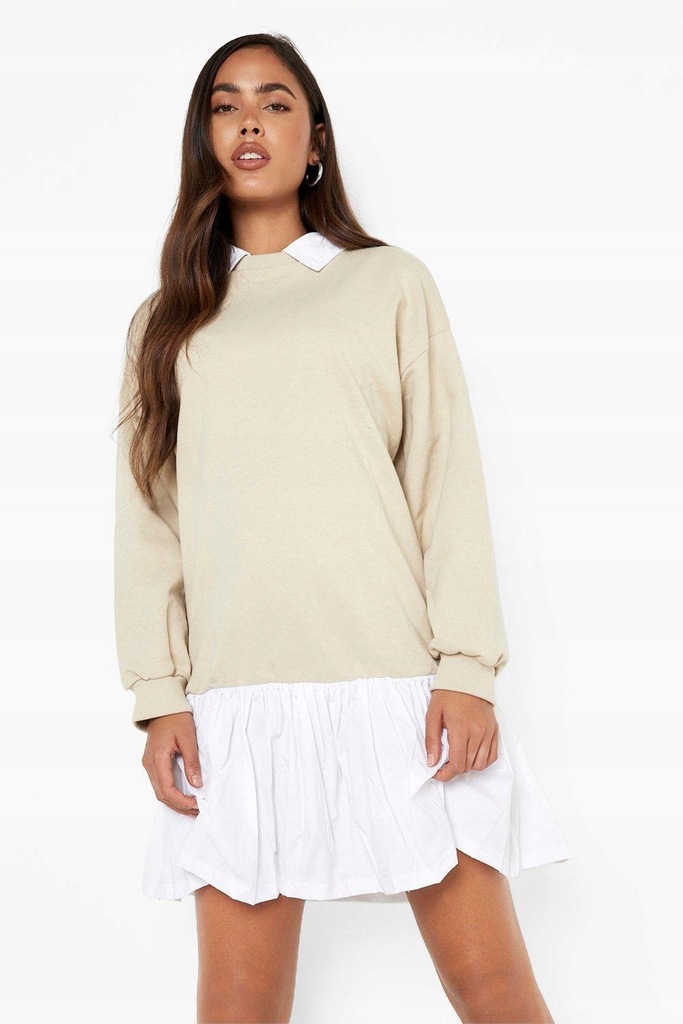 B6B007 KRÓTKA SUKIENKA BLUZA KOŁNIERZYK BOOHOO M - 14430307488 - oficjalne archiwum Allegro