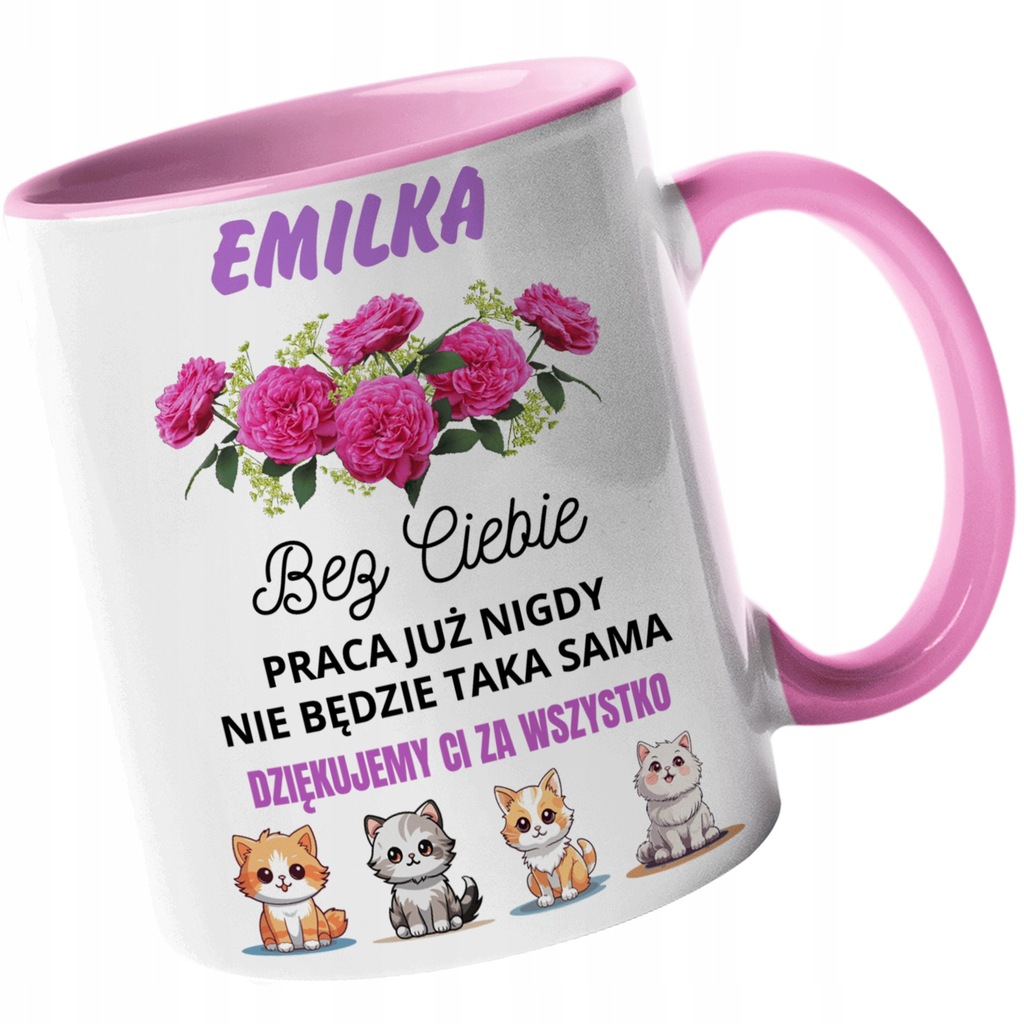 KUBEK EMILKA NA POŻEGNANIE Z PRACY Z IMIENIEM - 14708851944 - oficjalne archiwum Allegro