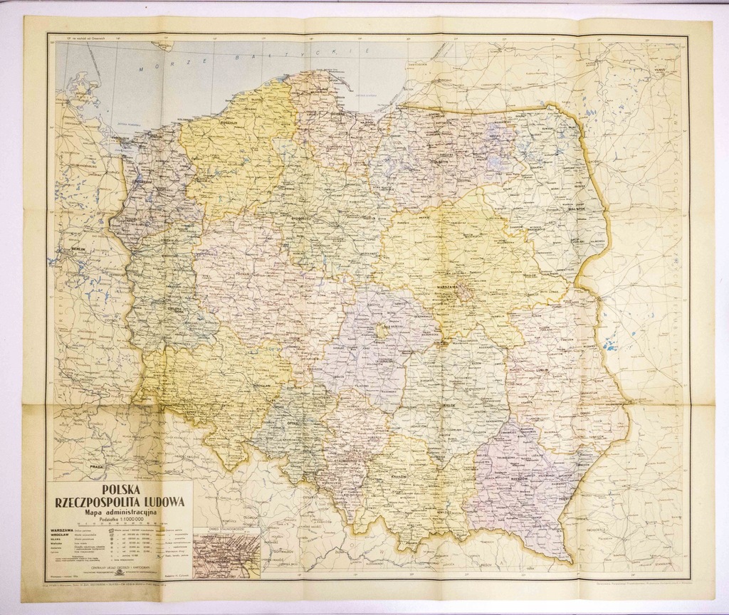 STARA MAPA POLSKI 1956 - 15171879314 - oficjalne archiwum Allegro