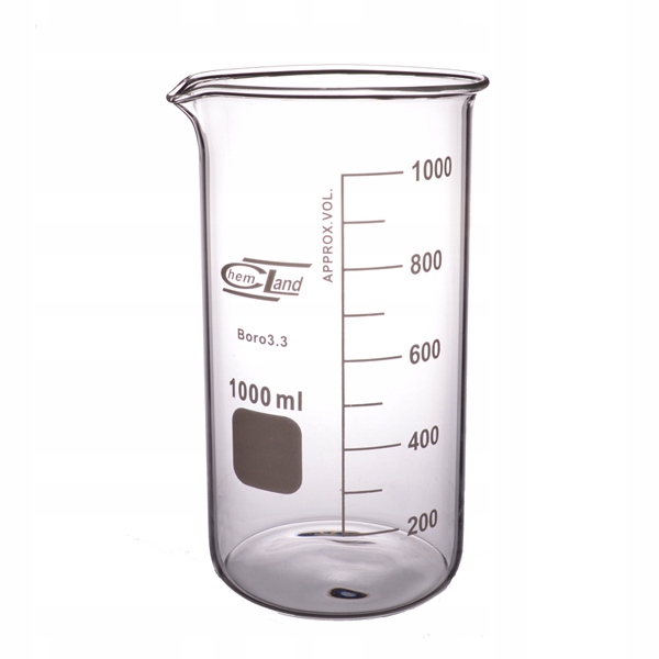 Zlewka wysoka Chemland szkło 1000 ml - 13693434181 - oficjalne archiwum Allegro