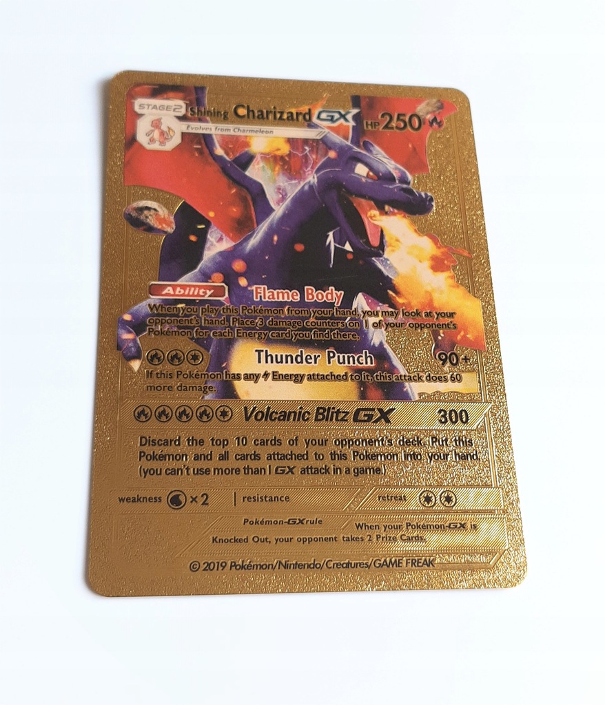 Karta Pokemon Shiny Charizard GX Złota Karta Gold - 12824912185 - oficjalne archiwum Allegro