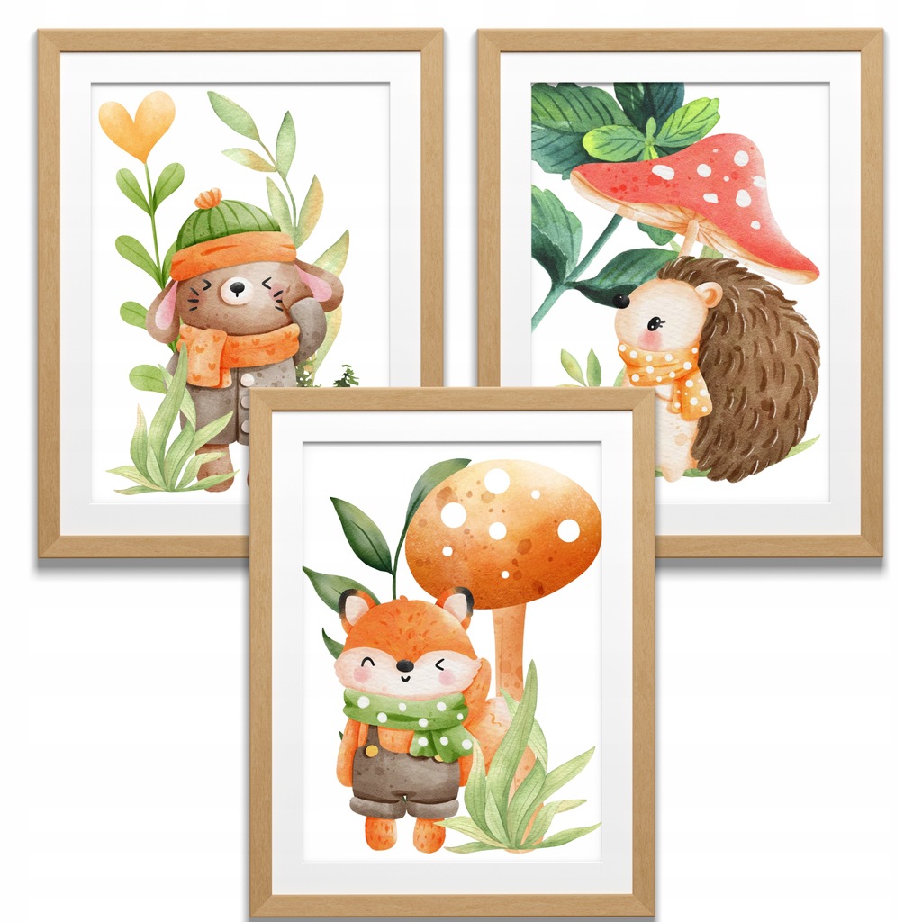 ZESTAW PLAKATY DLA DZIECI OBRAZKI LEŚNE ZWIERZĘTA - 13655581223 - oficjalne archiwum Allegro