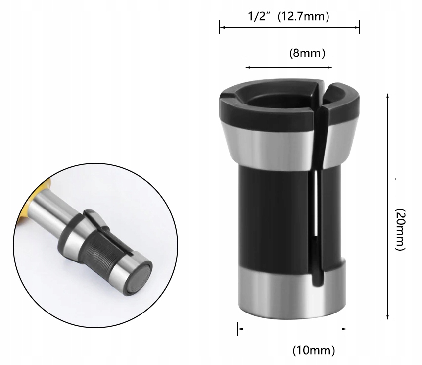Tulejka Tuleja zaciskowa adapter 8mm uchwyt freza - 12405826403 - oficjalne archiwum Allegro