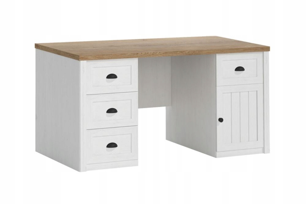 Biurko białe z szufladami w stylu retro Provence - 8079226875 ...