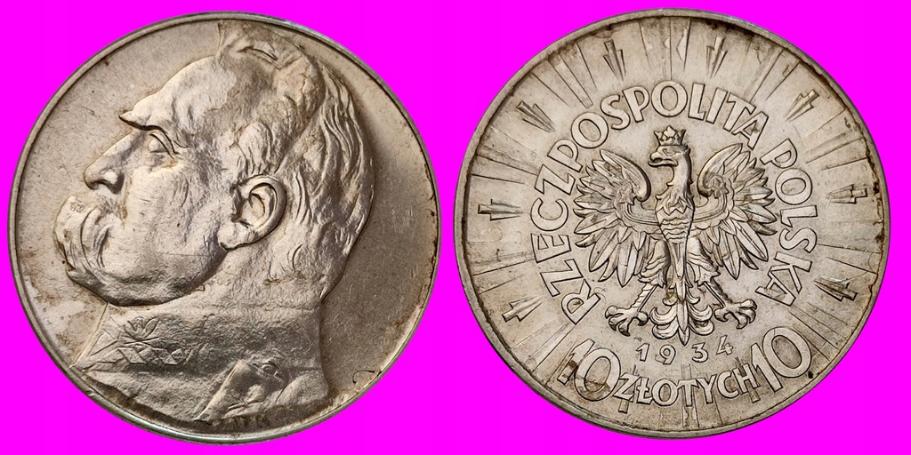 10 zł 1934 Józef Piłsudski Oryginał 95 - 13782781858 - oficjalne archiwum Allegro