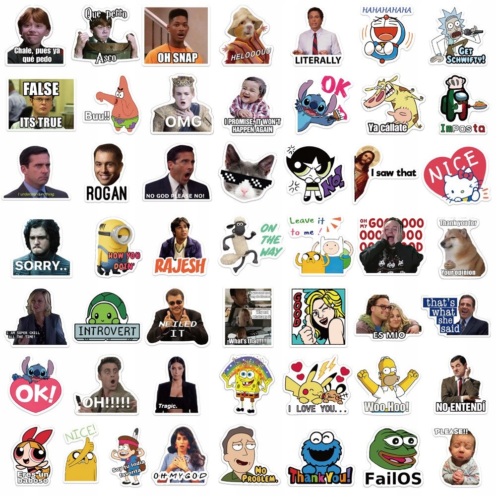 NAKLEJKI POSTACIE Z MEMÓW MEMY MEM ZABAWNE 50 szt - 12069628241 ...